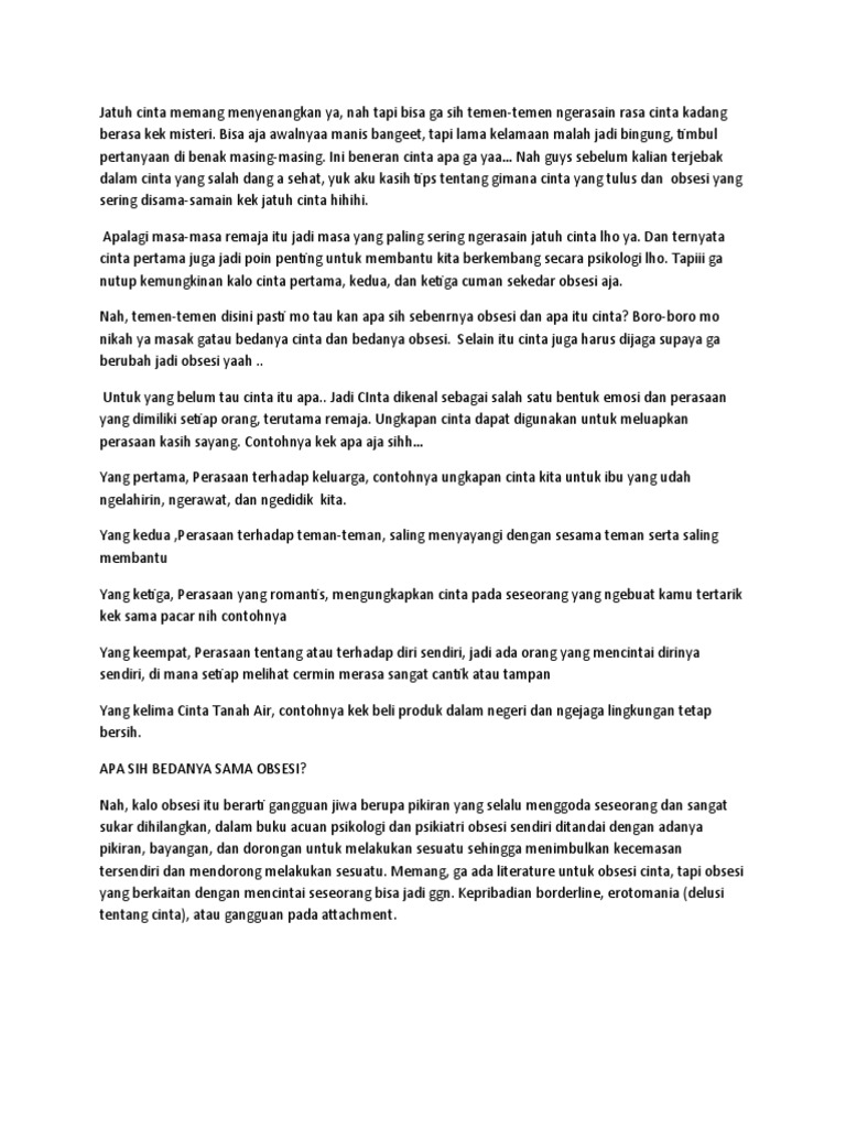 Cinta vs Obsesi: Memahami Perbedaannya | PDF | Pengembangan Diri ...