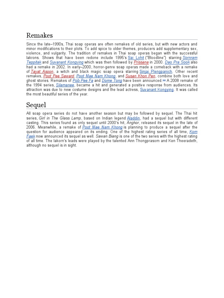 Remakes: Prissana Tayat Asoon Poot Pee Saward Susan Khon Pen | PDF