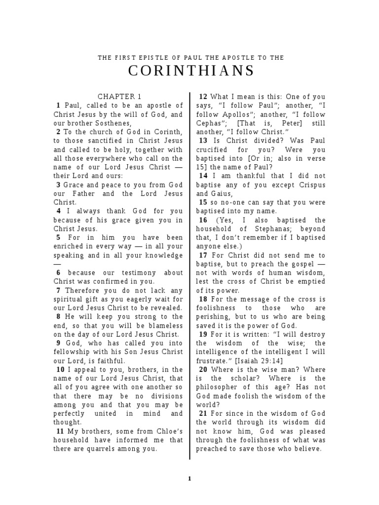 Corinthians: The First Epistle of Paul The Apostle To The | Download ...