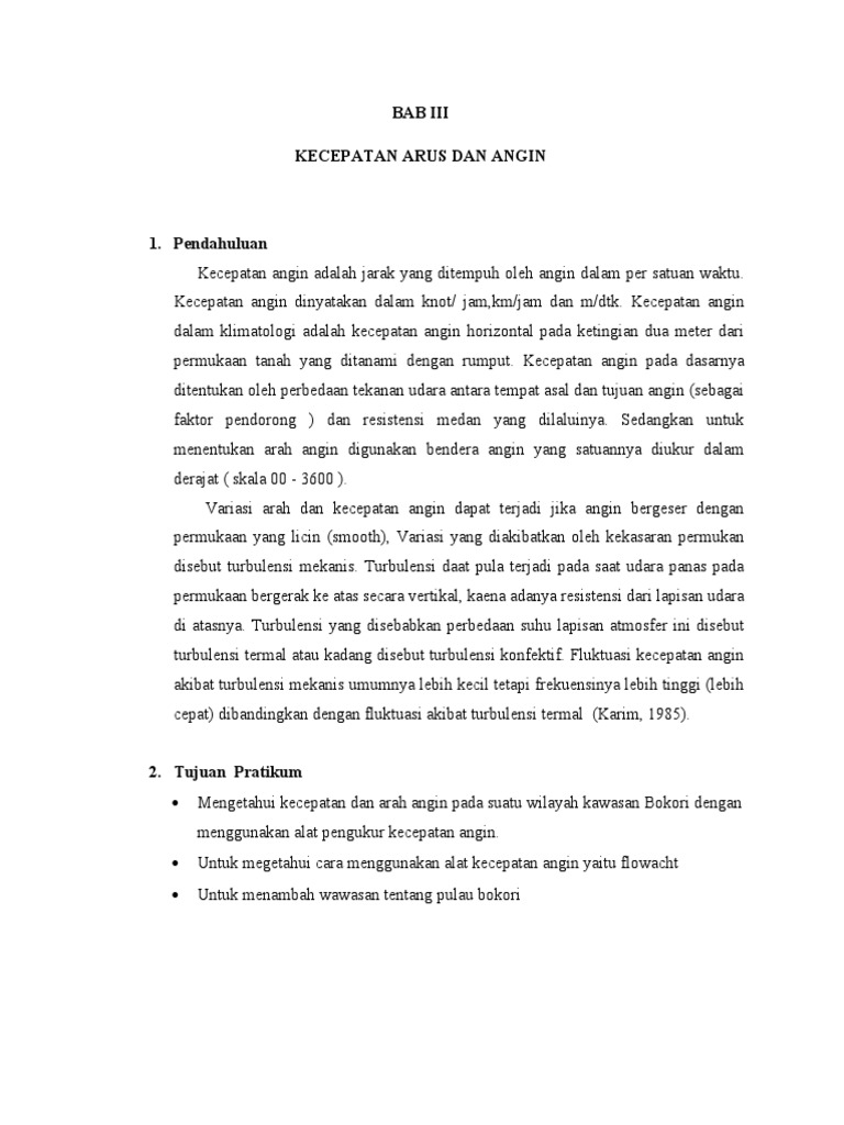 BAB LLL Pengukuran Kecepatan Angin | PDF