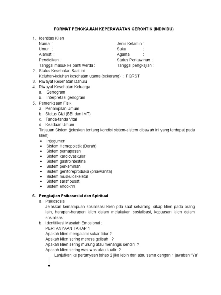 Format Pengkajian Keperawatan Gerontik | PDF