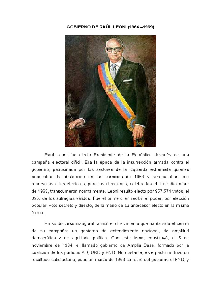 Gobierno de Raúl Leoni | PDF | Gobierno | Elecciones