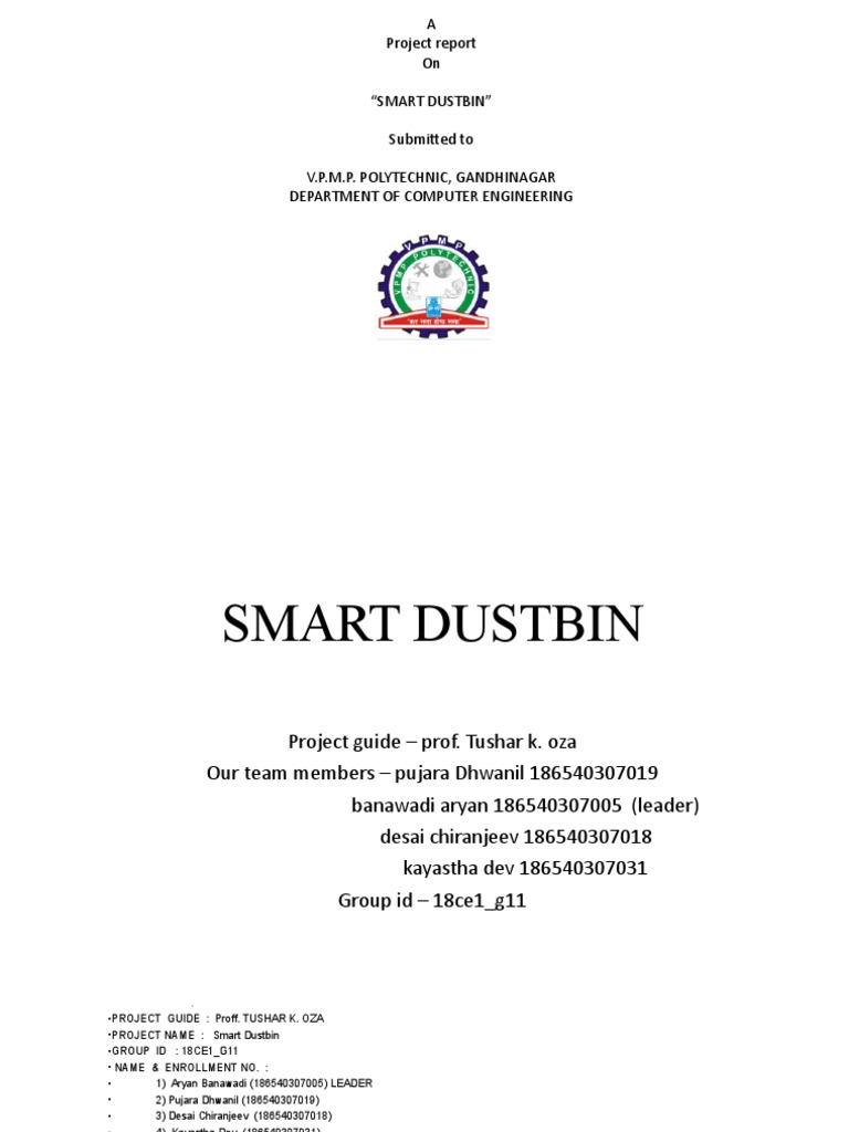 A Project Report On "Smart Dustbin" Submitted To V.P.M.P. Polytechnic ...