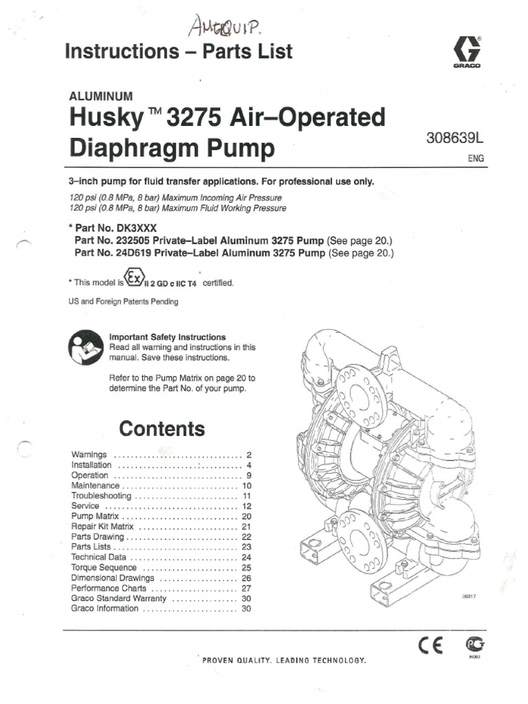 Bomba Diafragma-Graco Husky-3275 - Manual | PDF