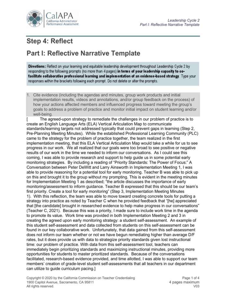Calapa c2 s4 I Reflectivenarrative | PDF | Leadership | Educational ...