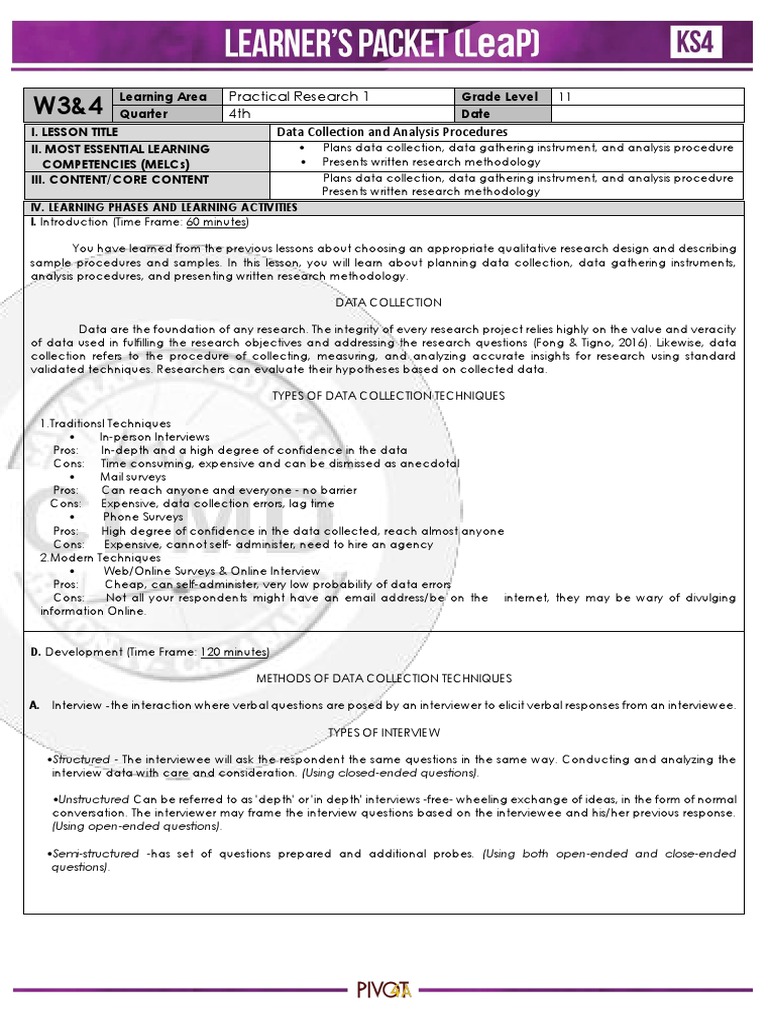 Data Collection and Analysis Methods | PDF | Survey Methodology | Interview
