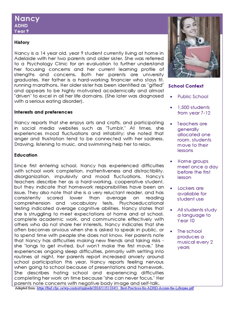 Case Study Adhd Pdf Mood Psychology Mental Health