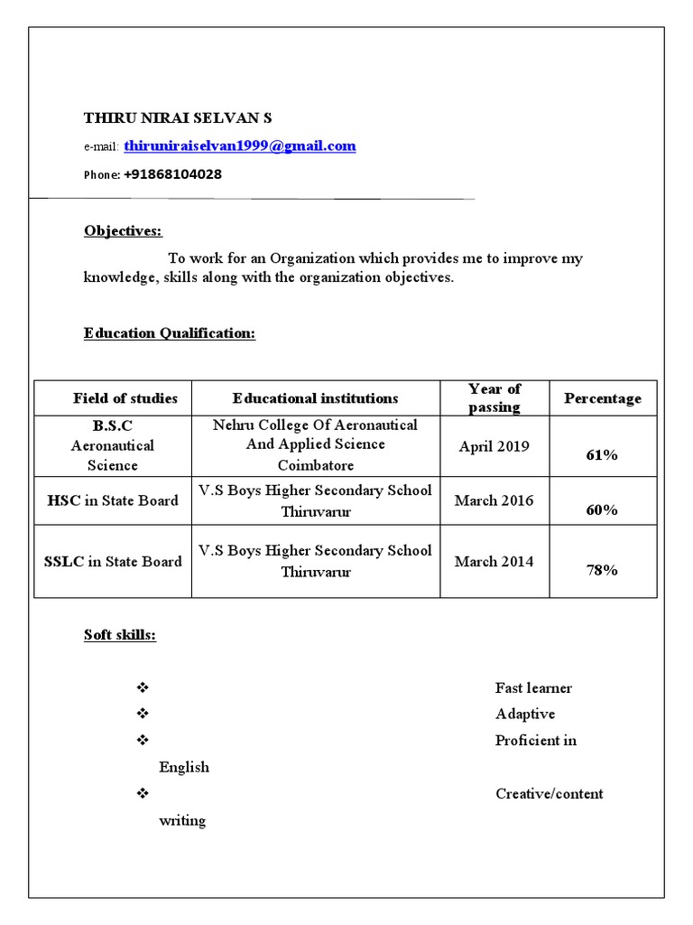 Thiru Nirai Selvan S: E-Mail: Phone | PDF