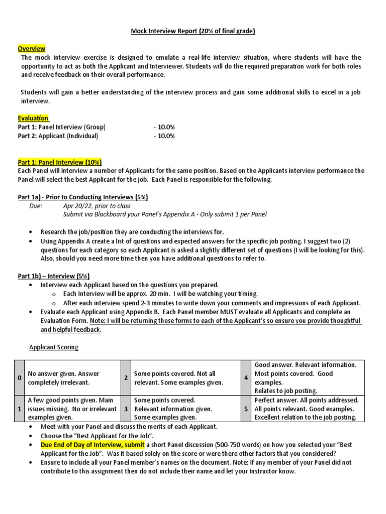 Mock Interview Assignment Overview | PDF | Interview | Learning