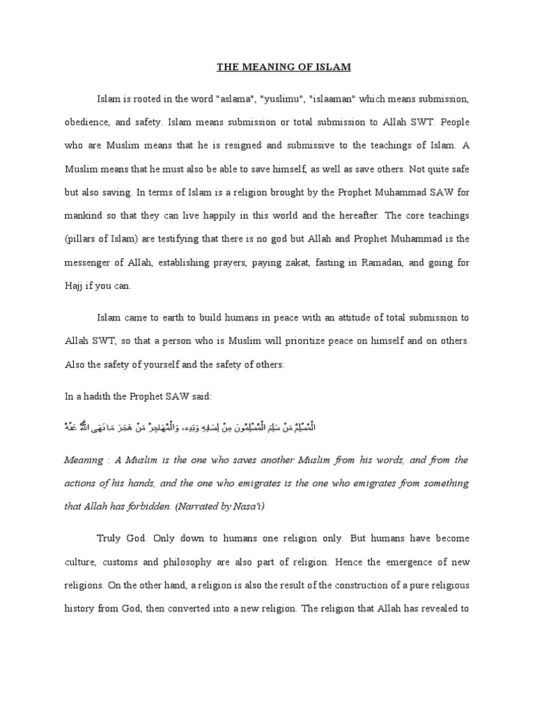 The Meaning of Islam | PDF | Allah | Monotheism