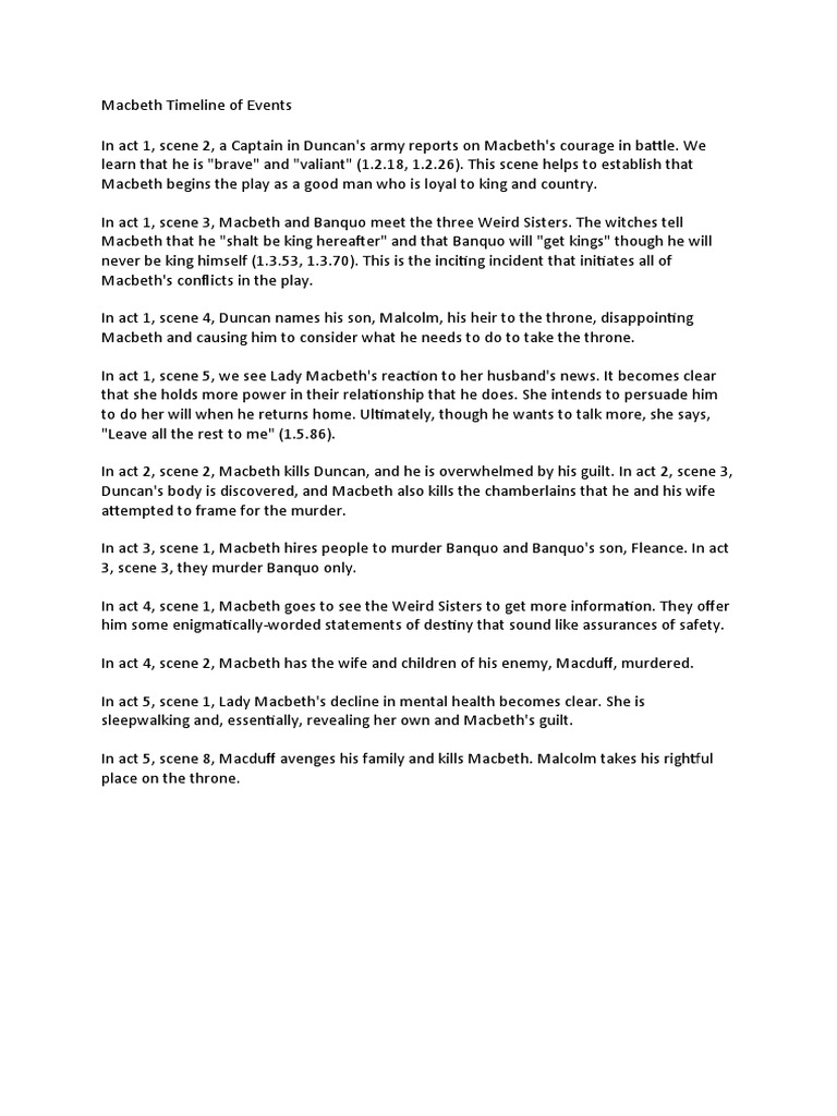 Macbeth Timeline of Events | PDF