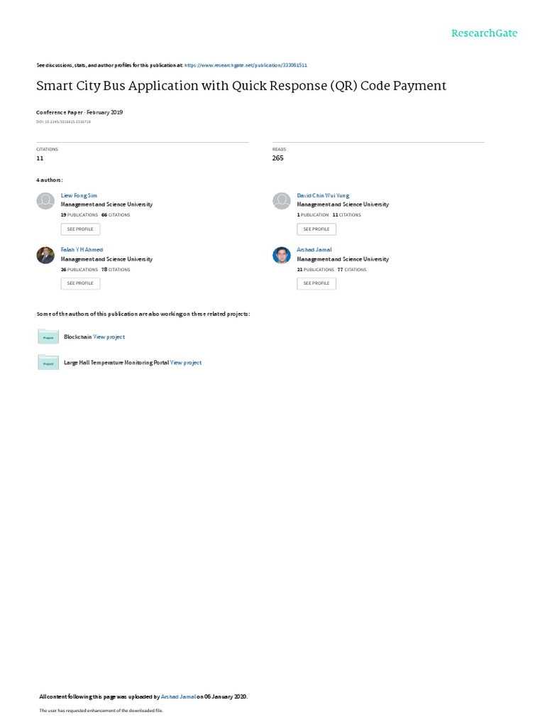 Smart City Bus Application With Quick Response (QR) Code Payment | PDF ...