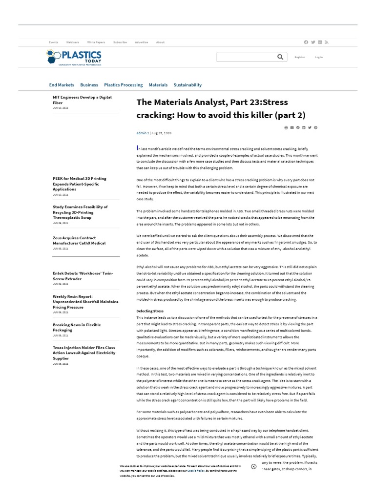 The Materials Analyst, Part 23 - Stress Cracking - How To Avoid This ...