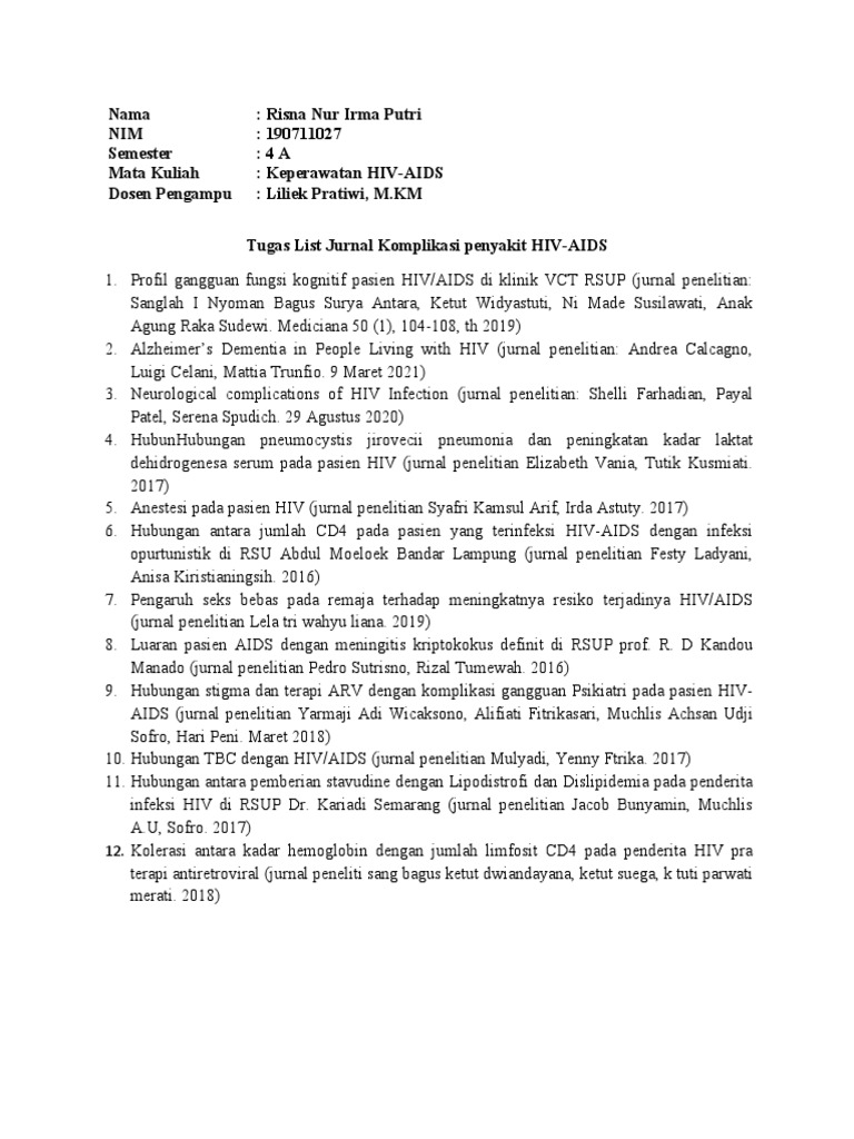Risna Nur Irma Putri-190711027 - Tugas Hiv Aids | PDF