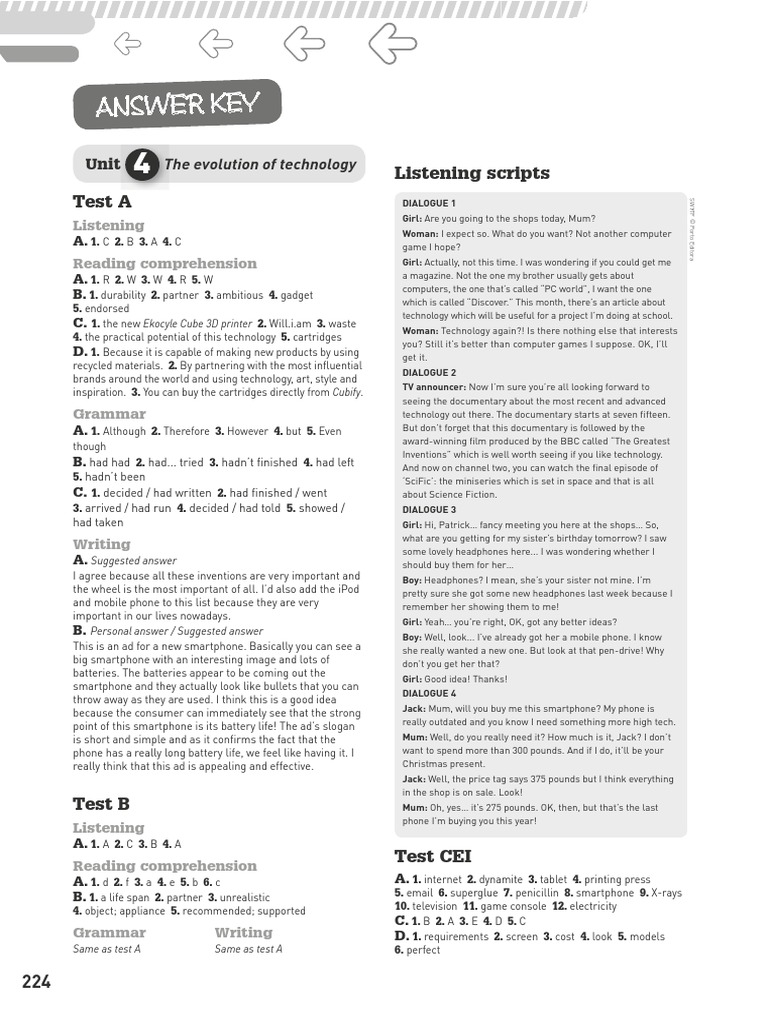 Test Unit 4 - Answer Key | PDF | Smartphone | Computing And Information ...