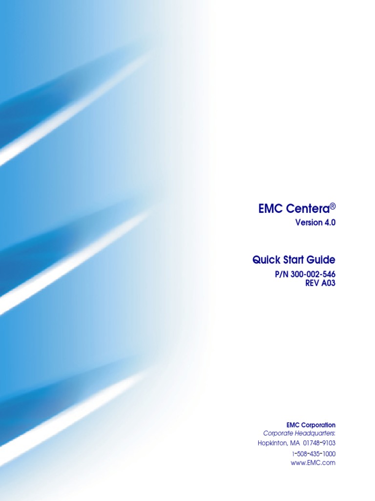 EMC Centera Version 4.0 QUICK-START - Guide | PDF | Documentation ...