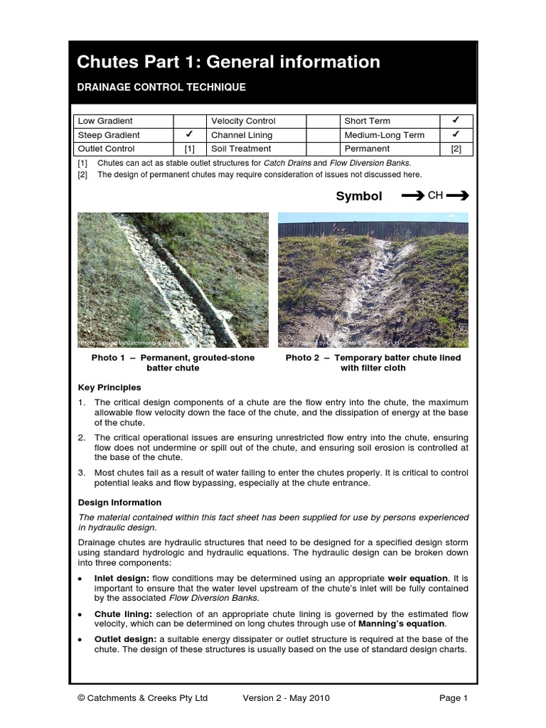 Chute Design Part 1 | PDF | Spillway | Erosion