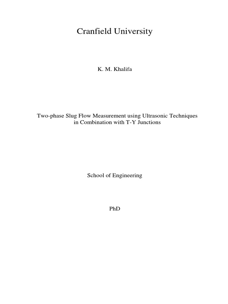 Two-Phase Slug Flow Measurement Using Ultrasonic Techniques in ...