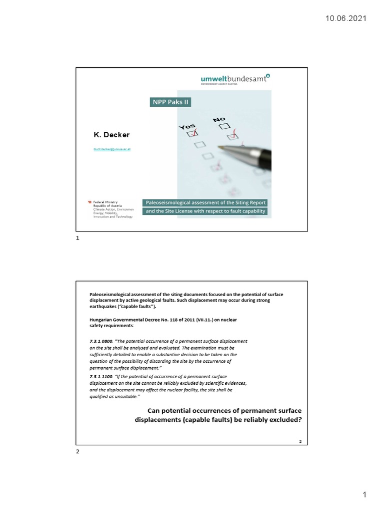 Presentation Kurt Decker 2021-06-09 | PDF | Earthquakes | Nuclear Power ...