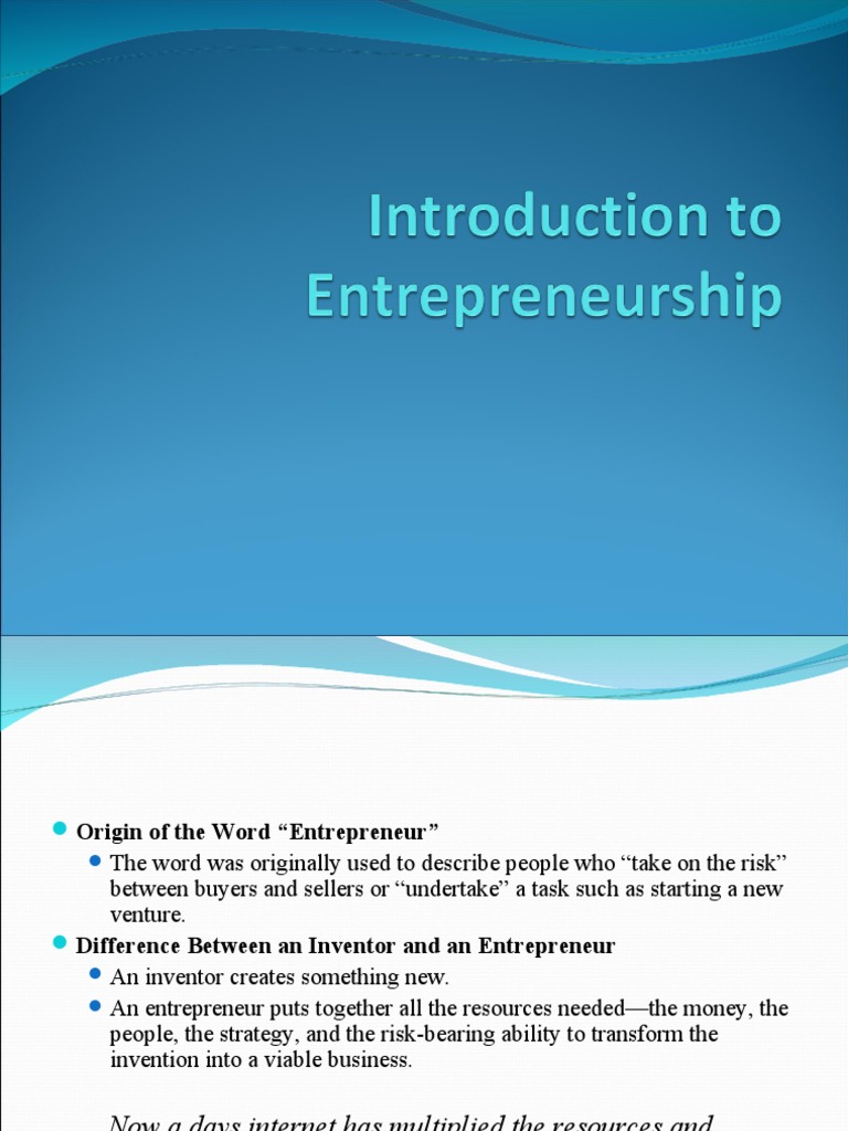 1 - 2 - Introduction To Entrepreneurship | PDF | Entrepreneurship ...