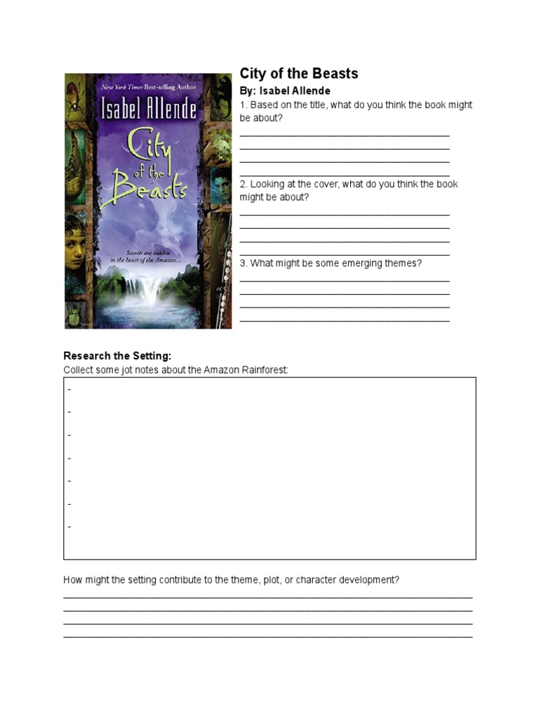 City of Beasts - Pre-Reading | PDF