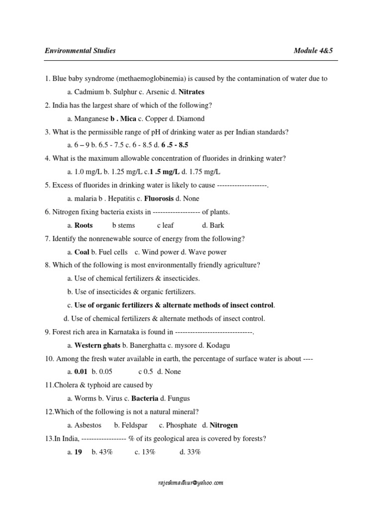Module 4 & 5 QB | PDF | Chlorofluorocarbon | Fertilizer