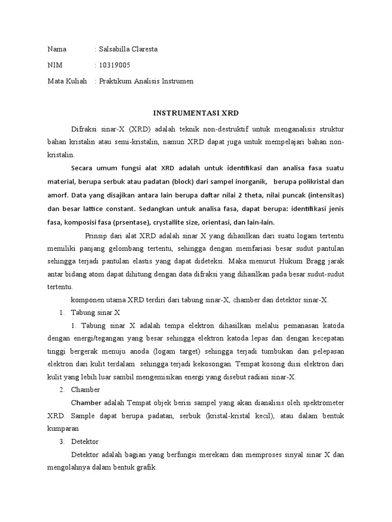 Analisis XRD: Teknik dan Komponen Utama | PDF