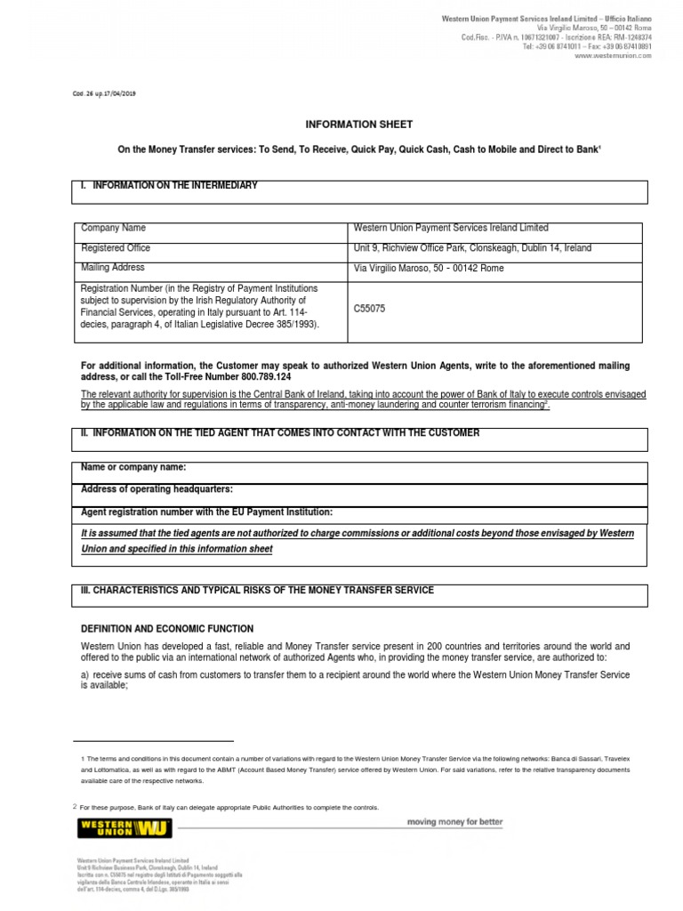 Transparency Documentation EN 2019 | PDF | Wire Transfer | Western Union