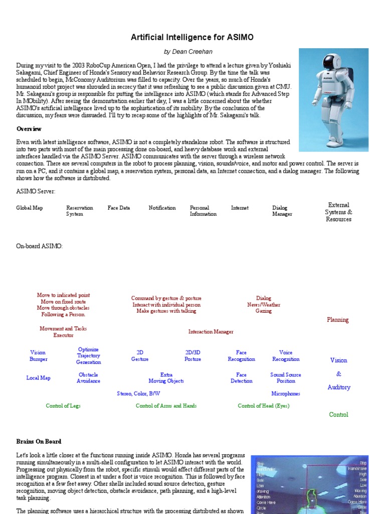 ASIMO's AI and Interaction Features | PDF | Robotics | Robot