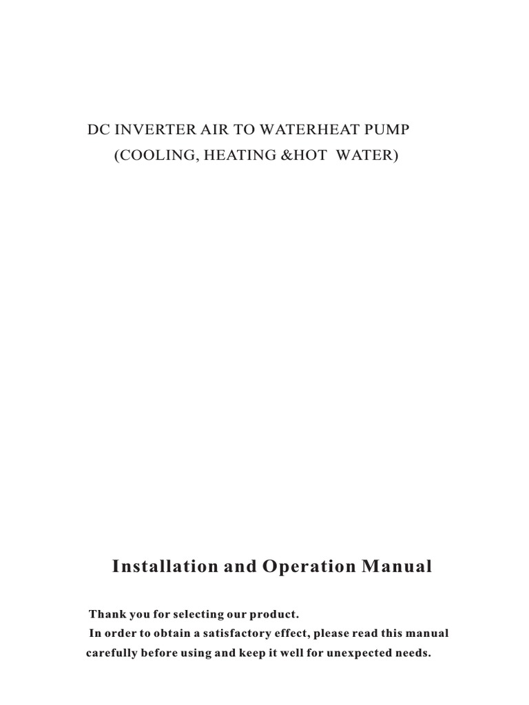 2019 Heat Pump Installation Manual-【No Controller】 | PDF | Water ...