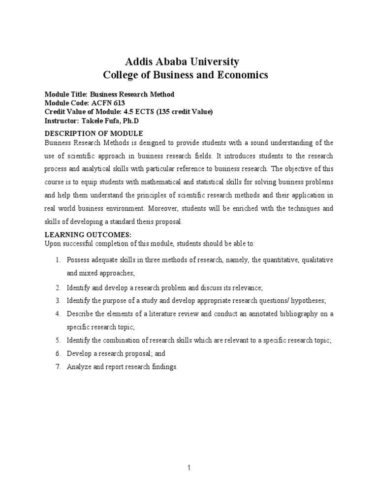 Business Research Methods Course Outline | PDF | Qualitative Research ...