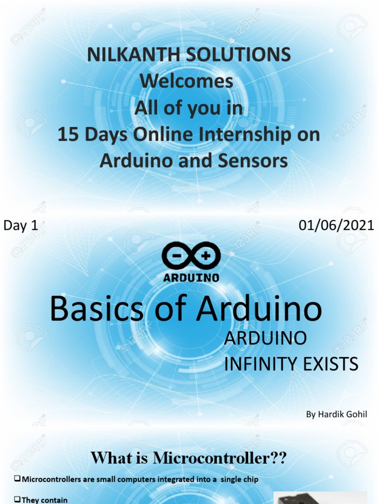Nilkanth Solutions Welcomes All Of You In 15 Days Online Internship On Arduino And Sensors Pdf