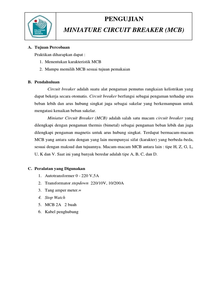 2021-Pengujian Karakteristik MCB | PDF