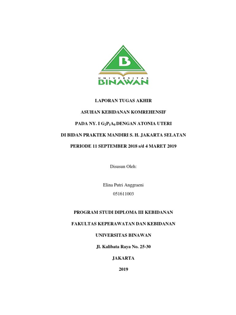 KEBIDANAN - 2019 - Elina Putri Anggraeni Repo | PDF