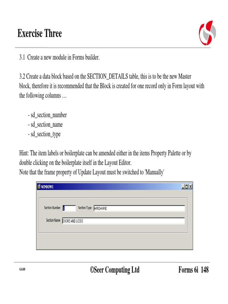 Exercise Oracle Forms 6i Training | PDF | Oracle | Information Retrieval