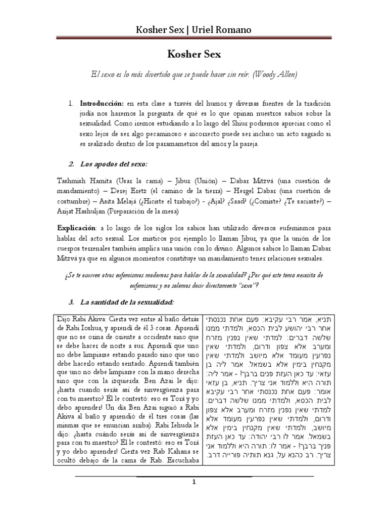 Kosher Sex Pdf Tora Ley Judía