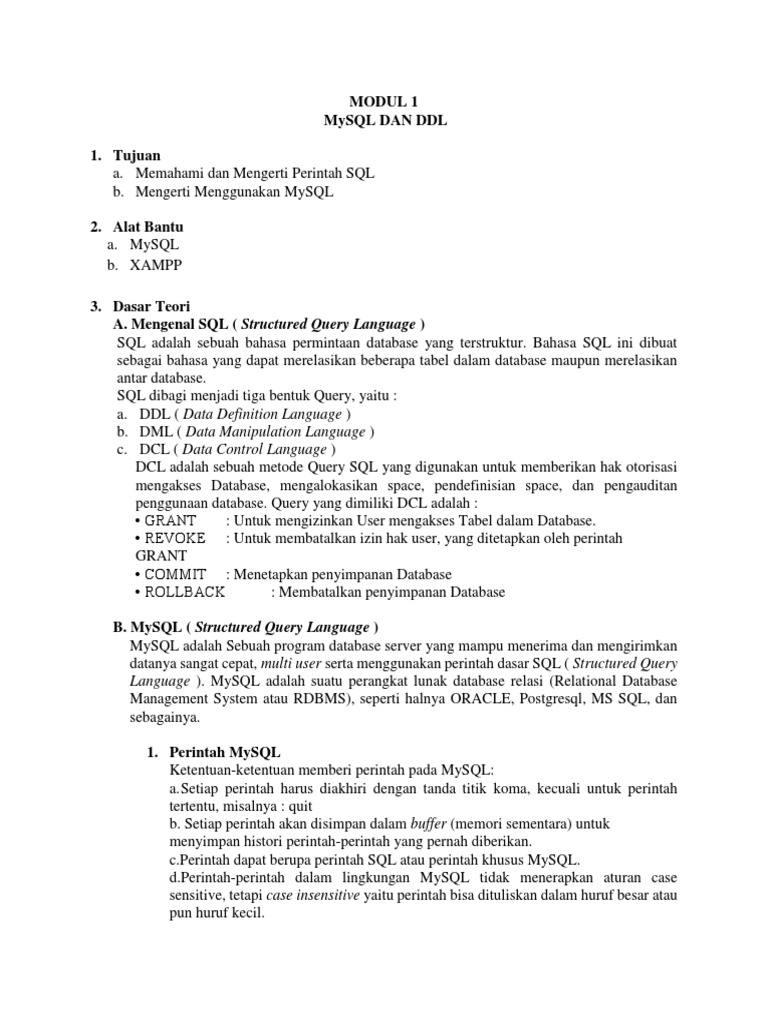MySQL dan DDL: Panduan Dasar | PDF