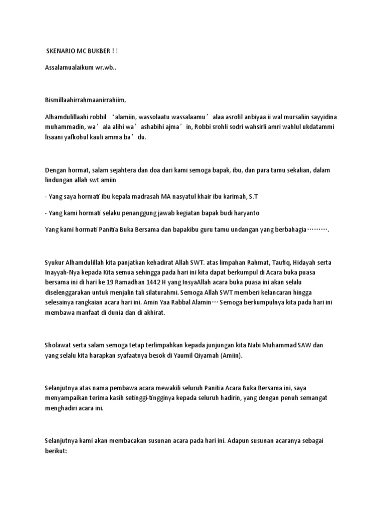 Skenario MC Bukber | PDF