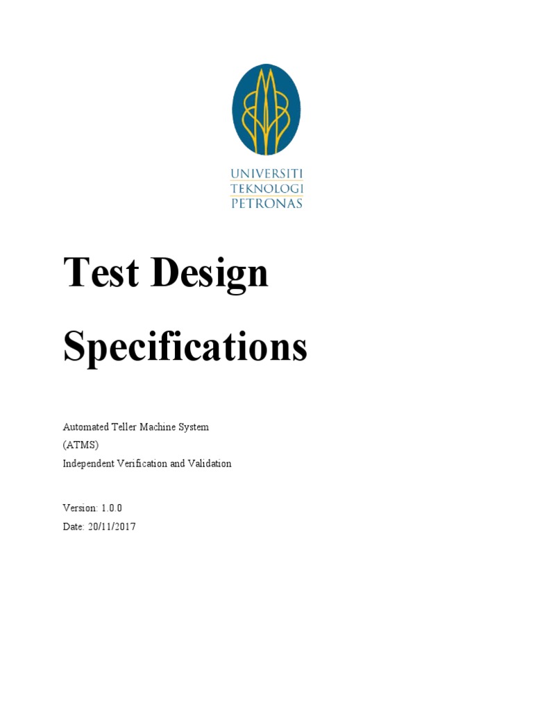 ATMS Test Design Specification Document | PDF | Specification ...