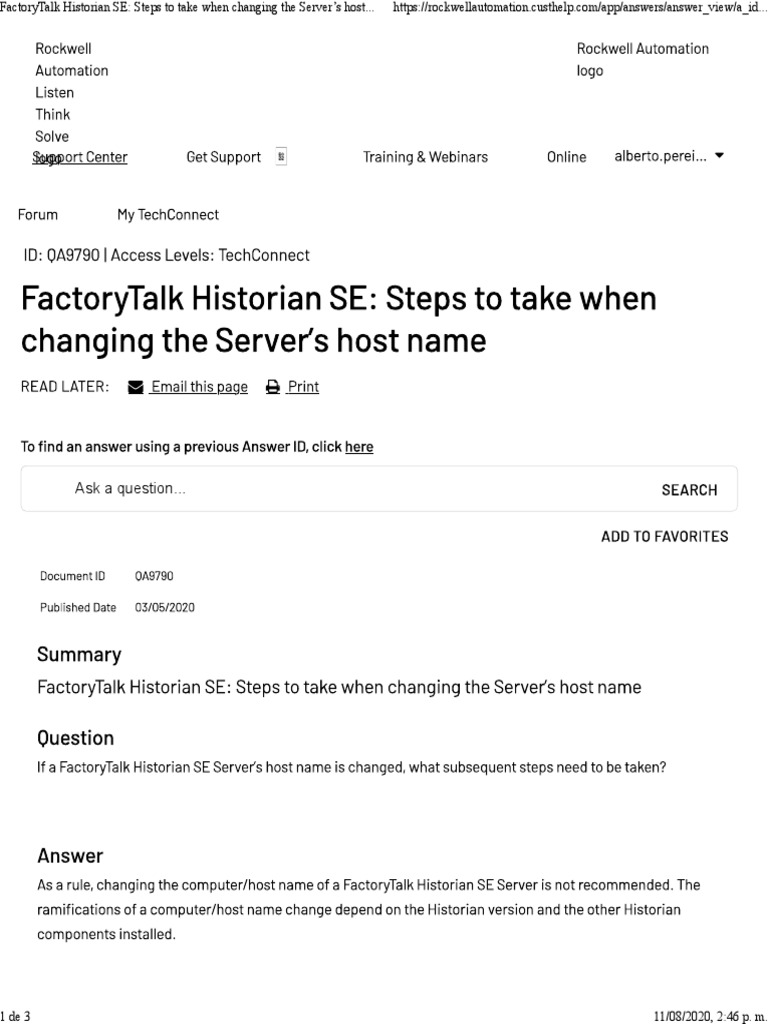 FactoryTalk Historian Change Server Hostname | PDF