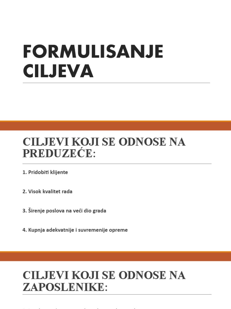 Formulisanje Ciljeva | PDF