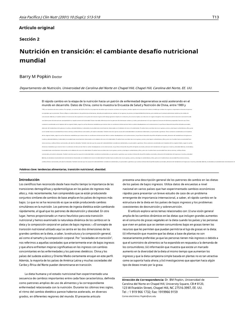 Nutrition in Transition - En.es | PDF | Obesidad | Dieta