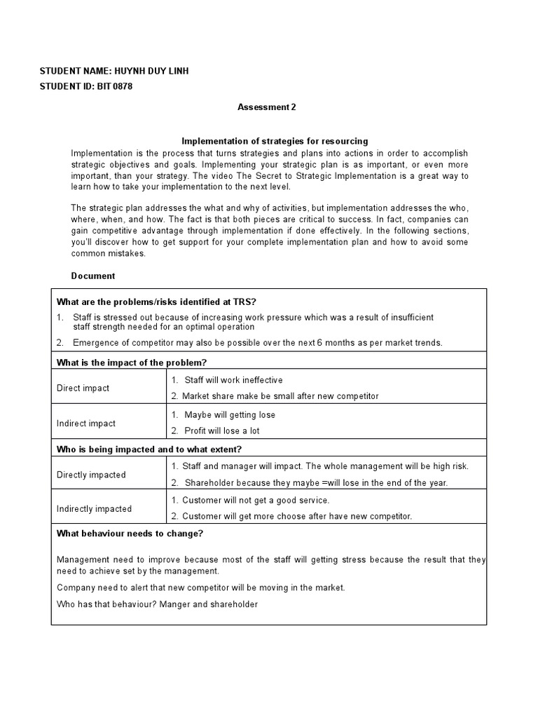 BSBMGT 517 Assessment 2 | PDF | Competition | Strategic Planning