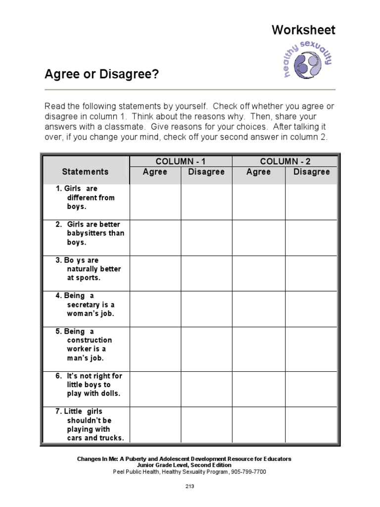 Worksheet Agree or Disagree? | PDF