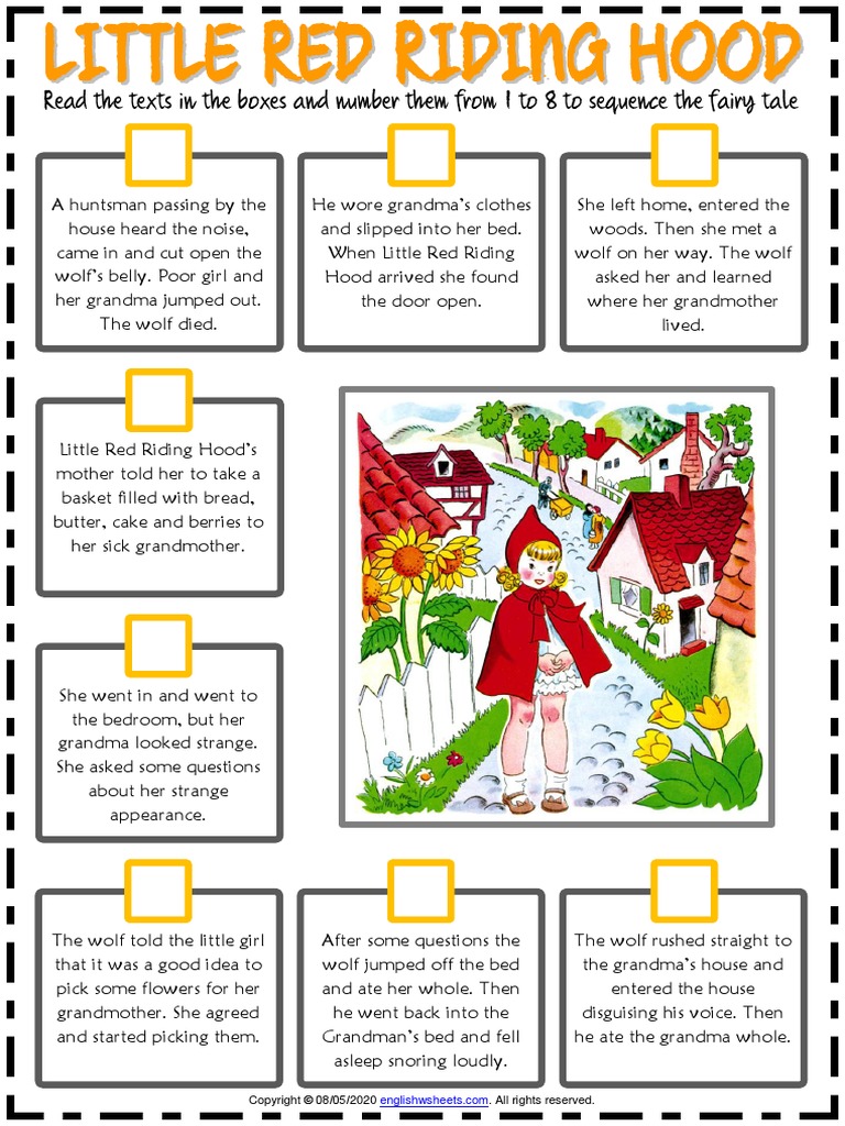 Little Red Riding Hood Esl Printable Sequencing The Story Worksheet For ...