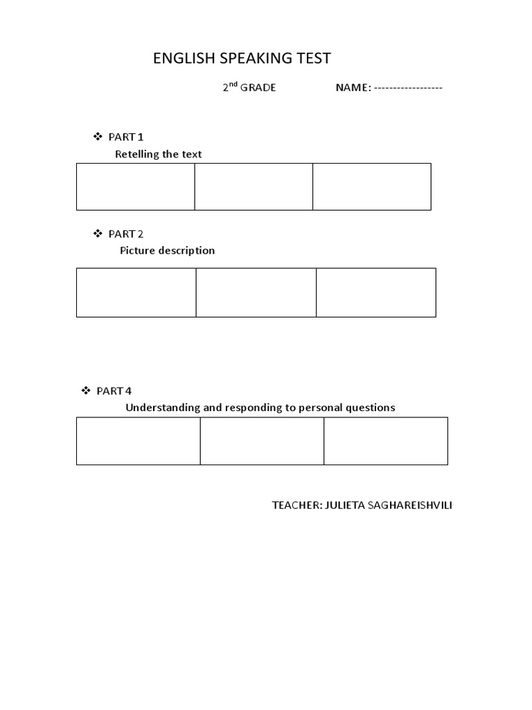 Speaking Test 2 Grade | PDF