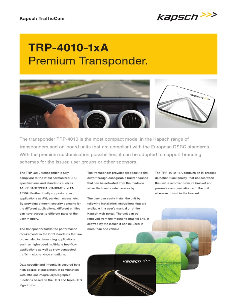 Kapsch KTC OBU TRP 4010 1xa Premium - Transponder EN 01 HR | PDF ...