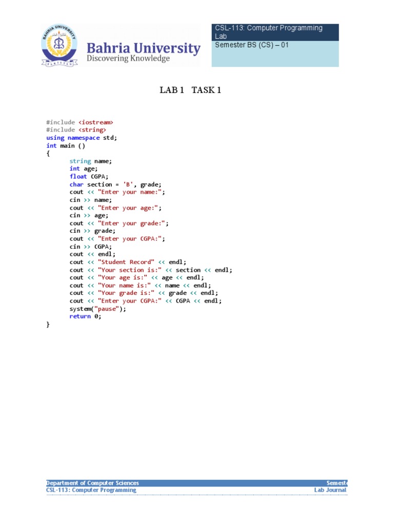 Cp Lab 1 Task 1 4 Pdf Computer Programming Computer Science 3718