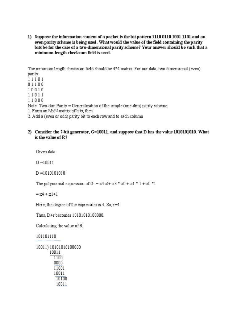 Suppose The Information Content of A Packet Is The Bit Pattern 1110 0110 1001 1101 and An Even ...