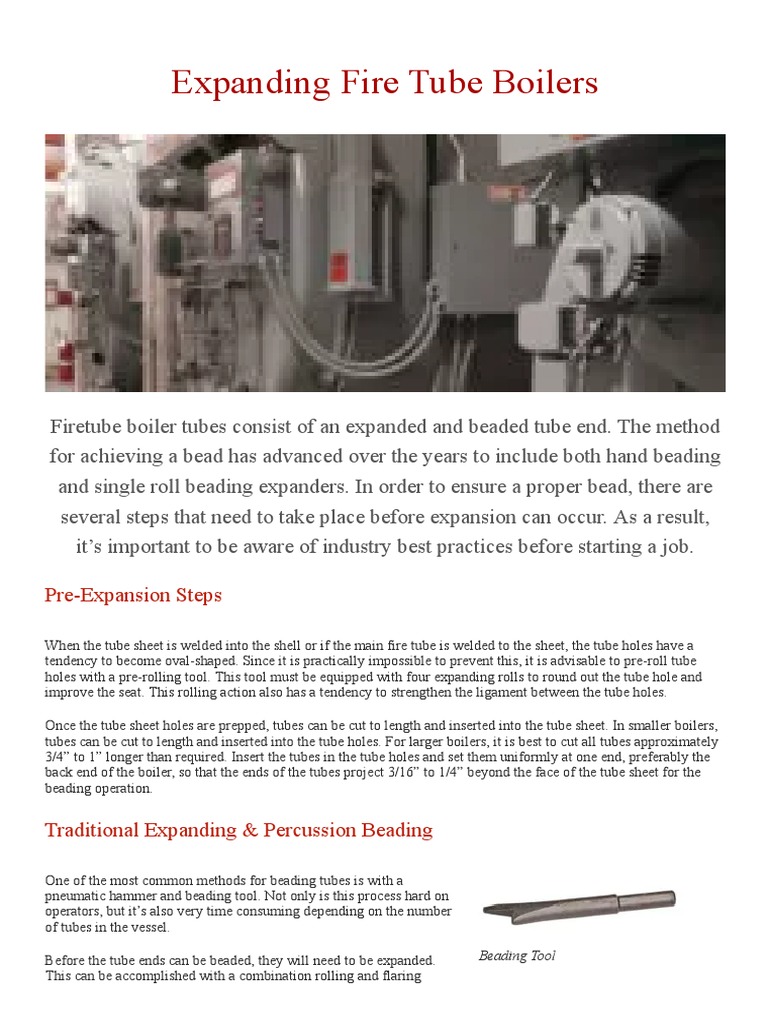 Expanding Fire Tube Boiler Tubes - Elliott Tool | PDF | Sheet Metal ...